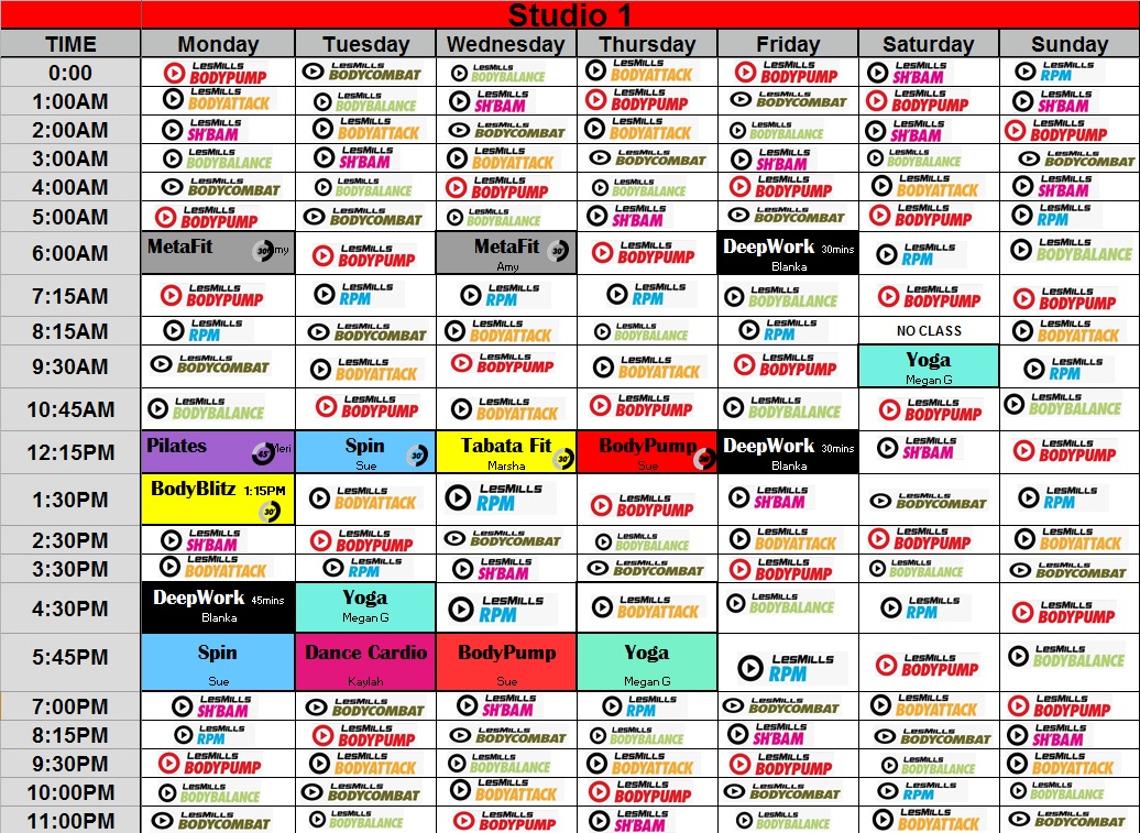 Group Fitness Timetable