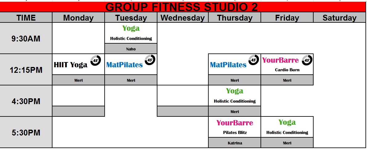 Group Fitness Timetable